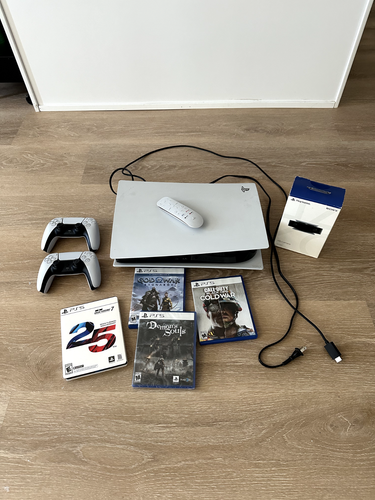 Sony PlayStation 5 PS5 Disc Console Bundle w/ 2 Controllers + 4 Games ...