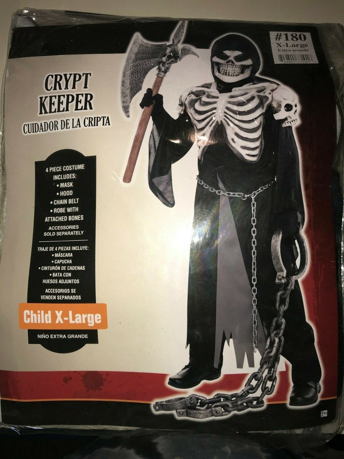 CRYPT KEEPER CHILDS size XL HALLOWEEN COSTUME robe chain belt 2 pc ...