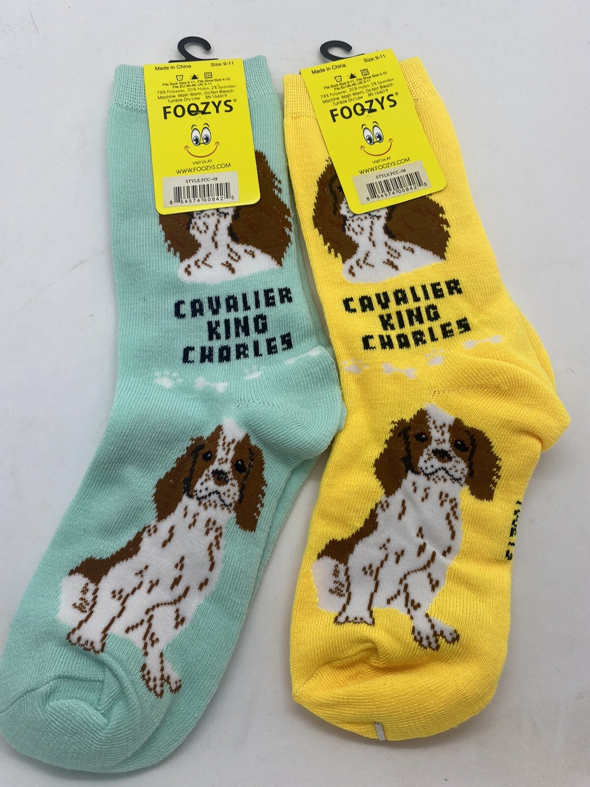 2 Pairs Womens Foozy Socks Cavalier King Charles Spaniel Dog Canine ...