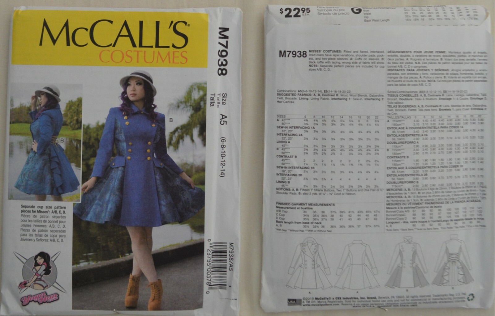 McCalls Pattern 7938 Coats Yaya Han Costumes Misses Sizes 6 8 10 12 14 ...