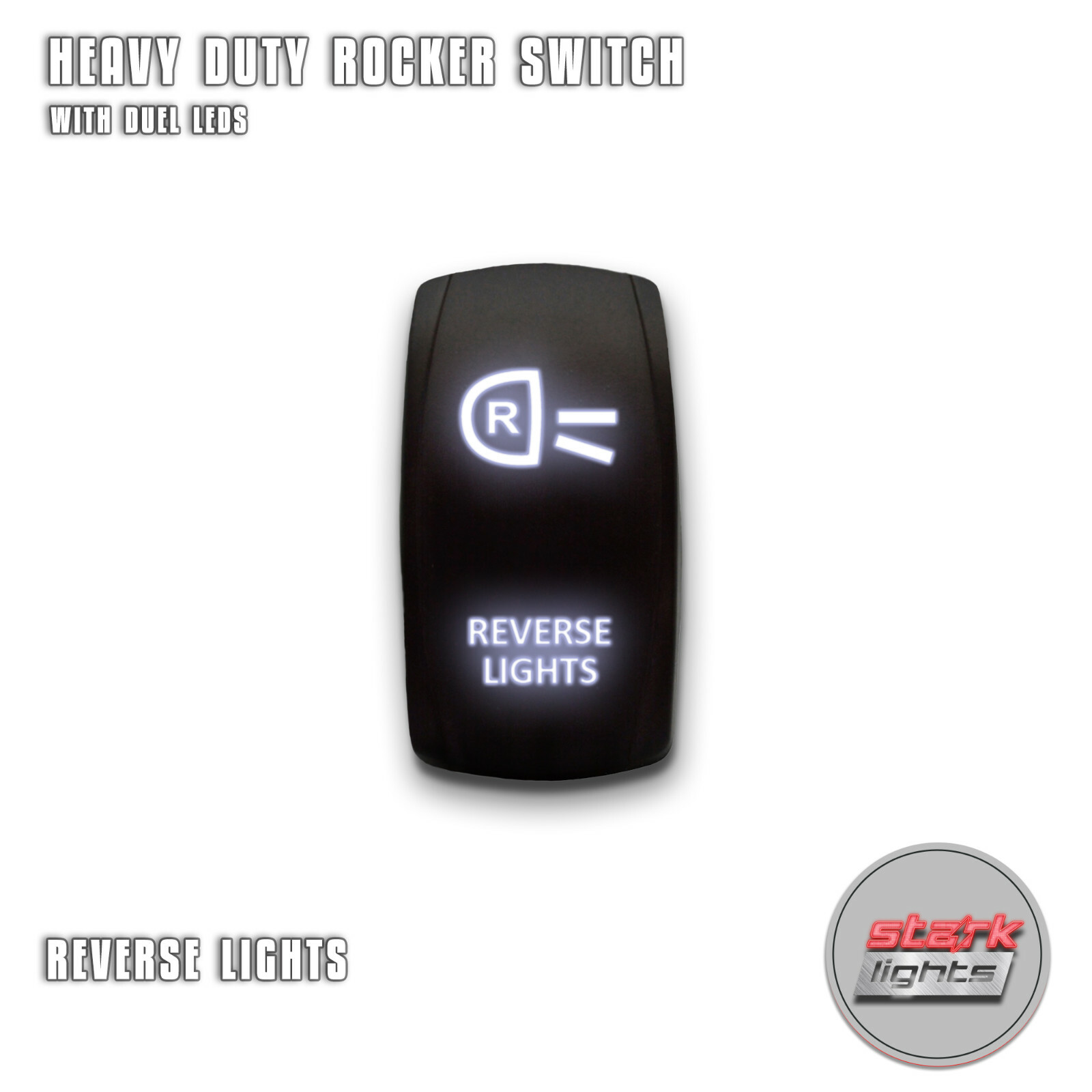 WHITE Laser LED Rocker Switch 5 PIN Dual Light 20A 12V ON OFF - REVERSE ...