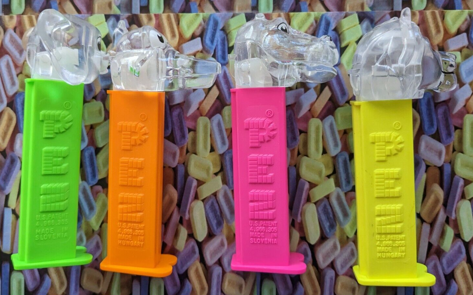PEZ -CLEAR crystal Kooky Zoo - set 4- Elephant, Croc, Hippo, Lion -Rare ...