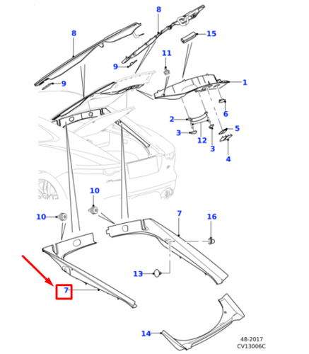 JAGUAR F-TYPE Coupe X152 Left Tailgate Finisher Panel T2R47239 NEW ...