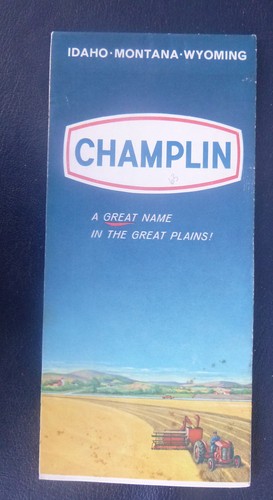 1963 Idaho Montana Wyoming road map Champlin oil gas Yellowstone Park ...