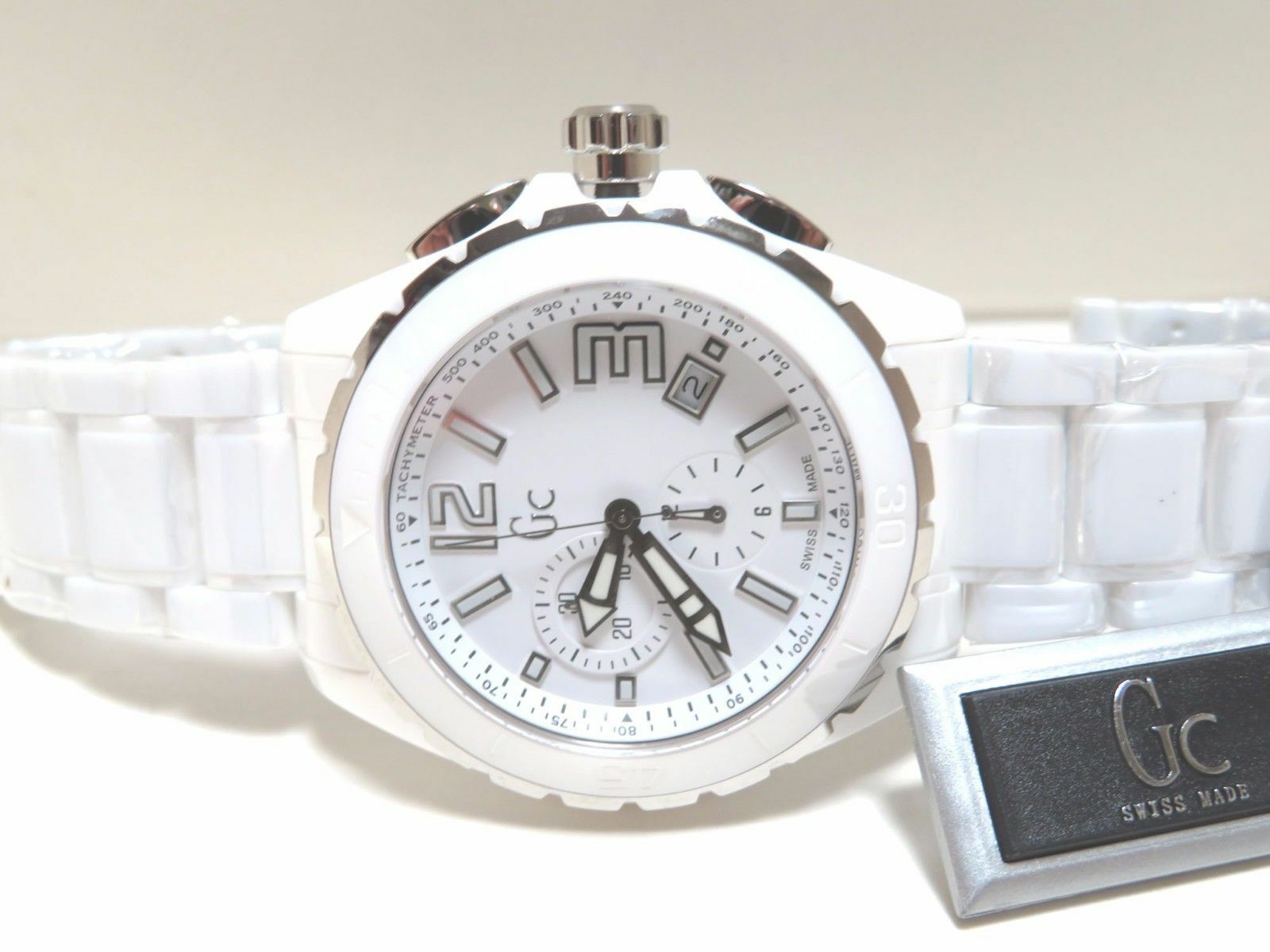 Gc+Watches+X76015G1S+45mm+White+Ceramic+Case%2C+White+Ceramic+Bracelet ...