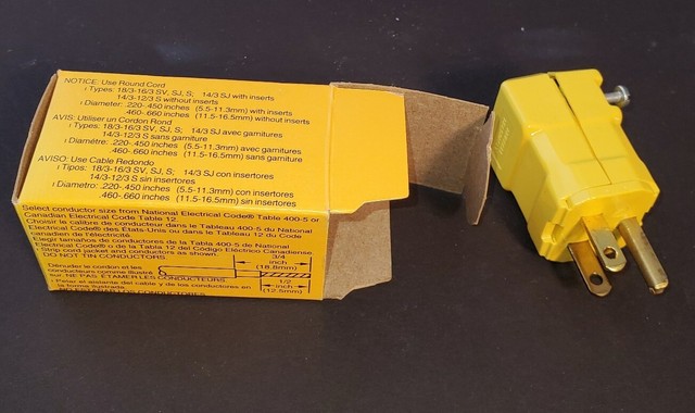 Hubbell HBL5965VY Valise Straight Blade Male Plug 15 Amp for sale ...