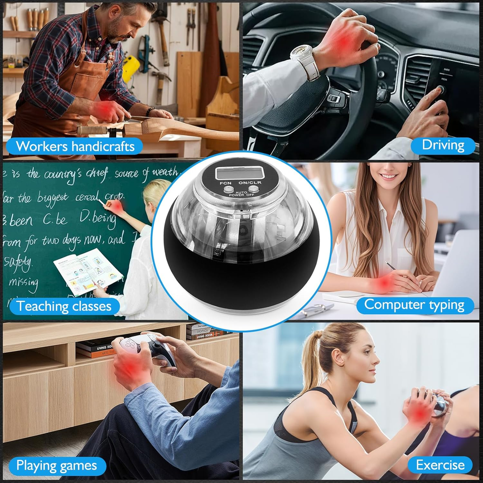 Torque Ball Hand Exerciser, Gyro Ball, Auto-Start Gyroscopic Wrist ...