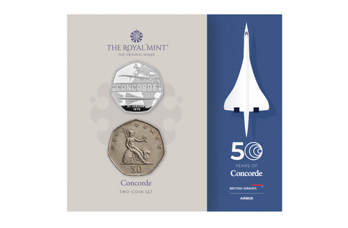 50th Anniversary of the First Flight of Concorde Two Coin 50p Set ...