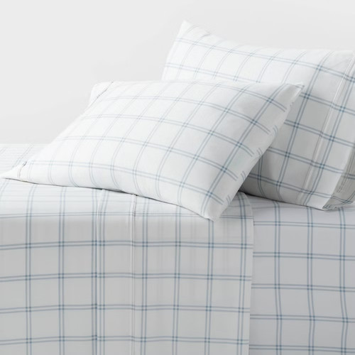 Twin/Twin XL 400 Thread Count Performance Sheet Set Blue Plaid ...