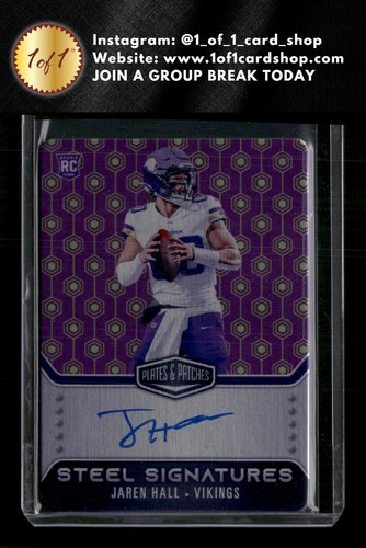 2023 Panini Plates & Patches Jaren Hall Rookie Steel Signature Vector ...