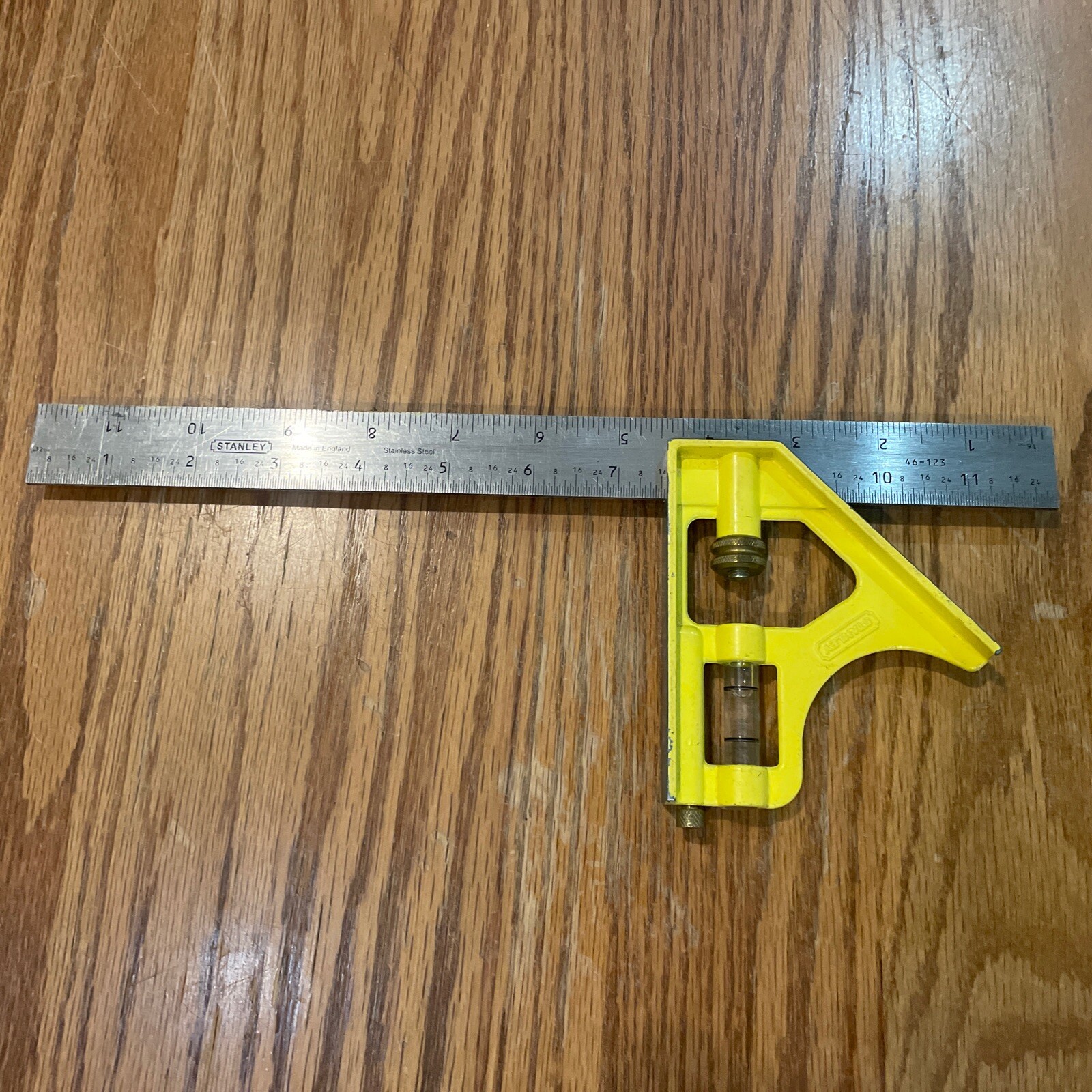 VINTAGE STANLEY 12” MADE IN ENGLAND 46-123 COMBINATION SQUARE STAINLESS ...