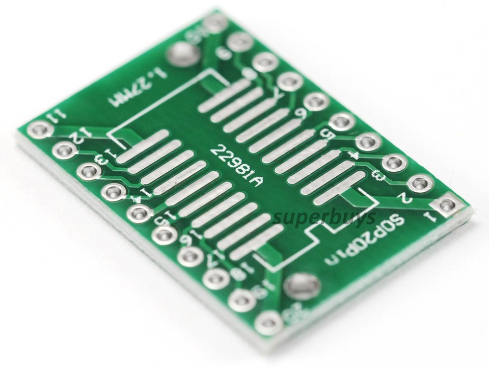 6pc SOP20 SSOP20 TSSOP20 SMD to DIP20 Adapter Breakout PCB Converter ...