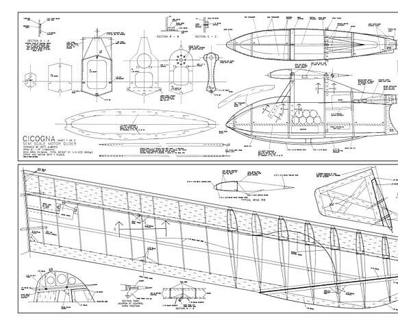Cicogna Flying Wing 62" Wingspan RC Model Airplane Printed Plans ...