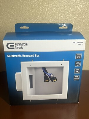 Commercial Electric TV Multimedia Recessed Box White 5053-WH-VN, Sealed ...
