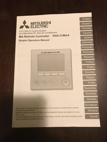 Mitsubishi PAR-31MAA Mini Split Thermostat Air Conditioning Control ...