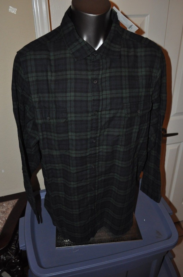 Men's Big & Tall Standard Fit Green Plaid Flannel Shirt Goodfellow & Co ...