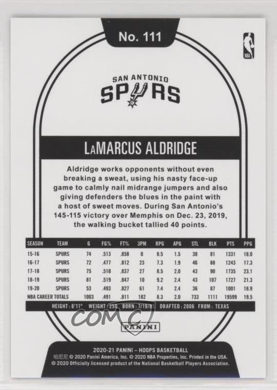 2020-21 Panini NBA Hoops Green /99 LaMarcus Aldridge #111 | eBay