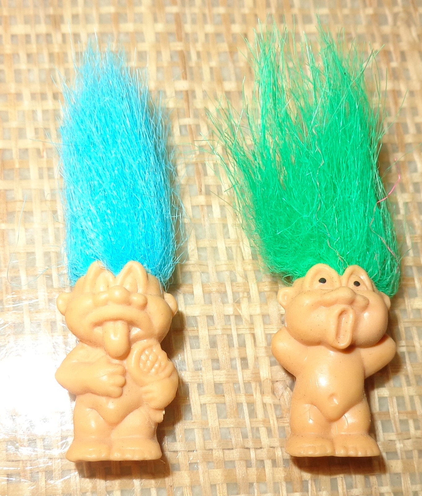 2 VINTAGE OR MODERN CHINA TROLL DOLL CHARMS GREEN & BLUE HAIR 2 INCHES ...