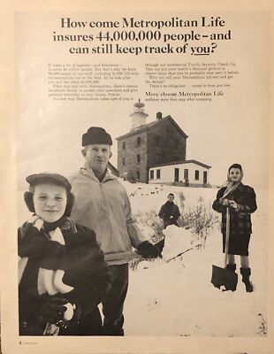 1965 Metropolitan Met Life Insurance PRINT AD Snow - Family Security ...