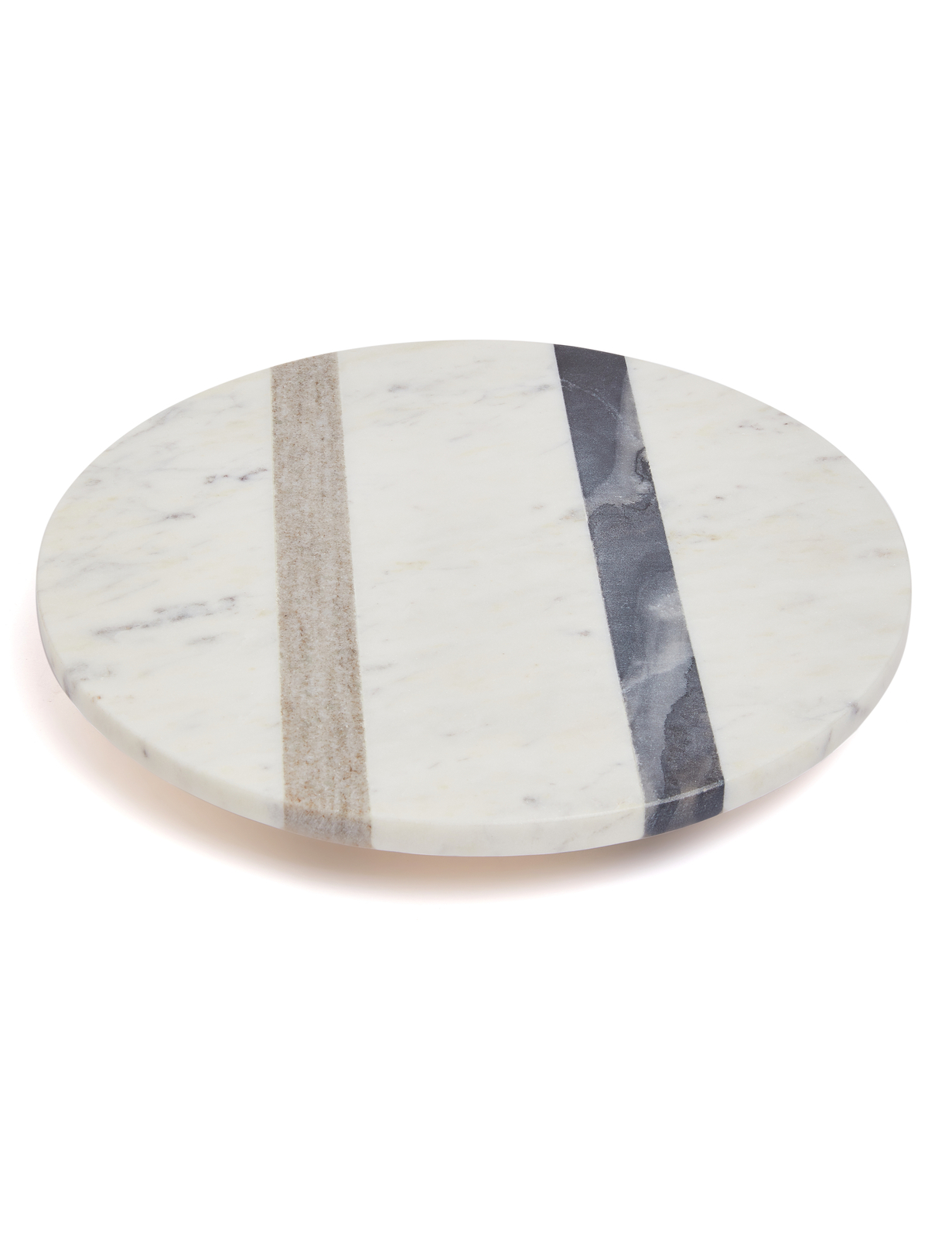 Natural White Genuine Marble 12" Round Lazy Susan With Gray & Beige ...