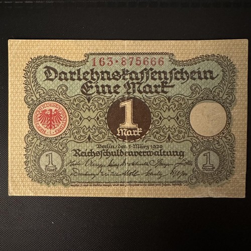 ️ GERMANY Deutsches REICH EINE mark 1920. Weimar Republic EXCELLENT ...