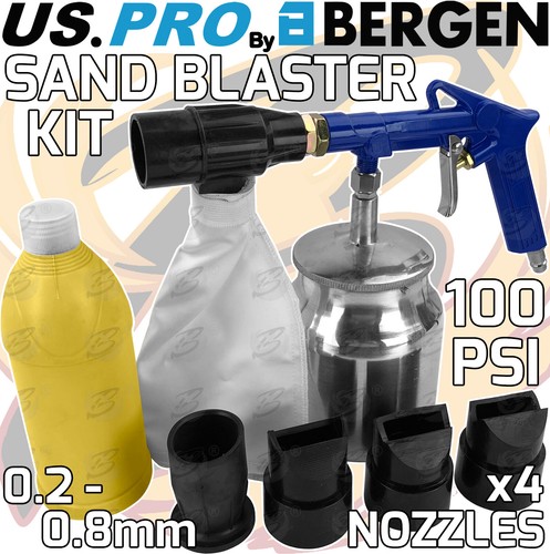 BERGEN Air Shot Sand Blaster Body Shop Blasting Kit With Grit & Nozzles ...