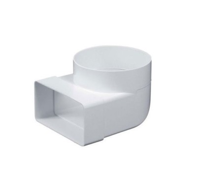 Rectangular Channel 55mm x 100mm to Round Pipe 100mm Elbow Connector ...