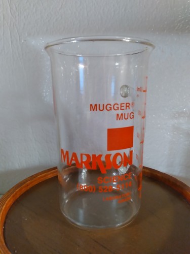 RARE RED Markson Science Mugger Mug Beaker Style Lab Grade Glass 500mL ...