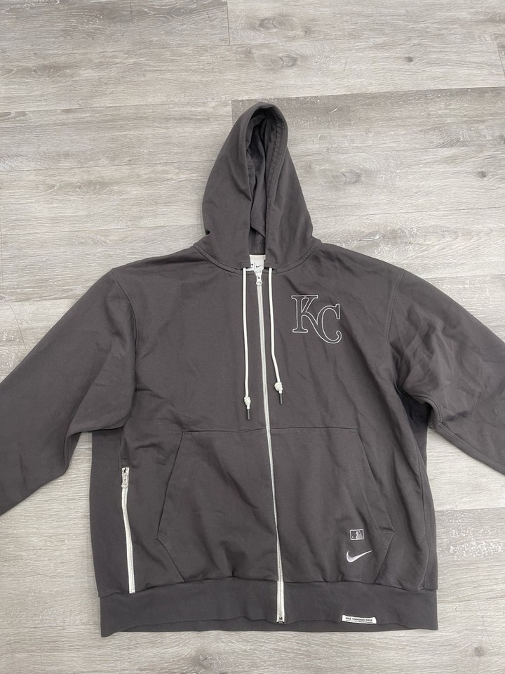 Nike Kansas City Royals MLB Dri Fit Standard Issue Grey Zip Up Hoodie ...