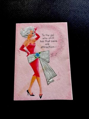 1 VTG Hallmark Anniversary Greeting Card Glamorous MCM Lady In Smoking ...