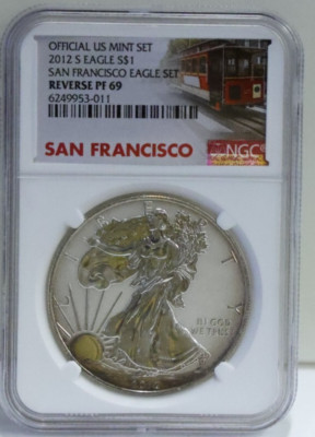 2012 S US Proof Silver Eagle SF Eagle Set Reverse PF69 (Toned) | eBay