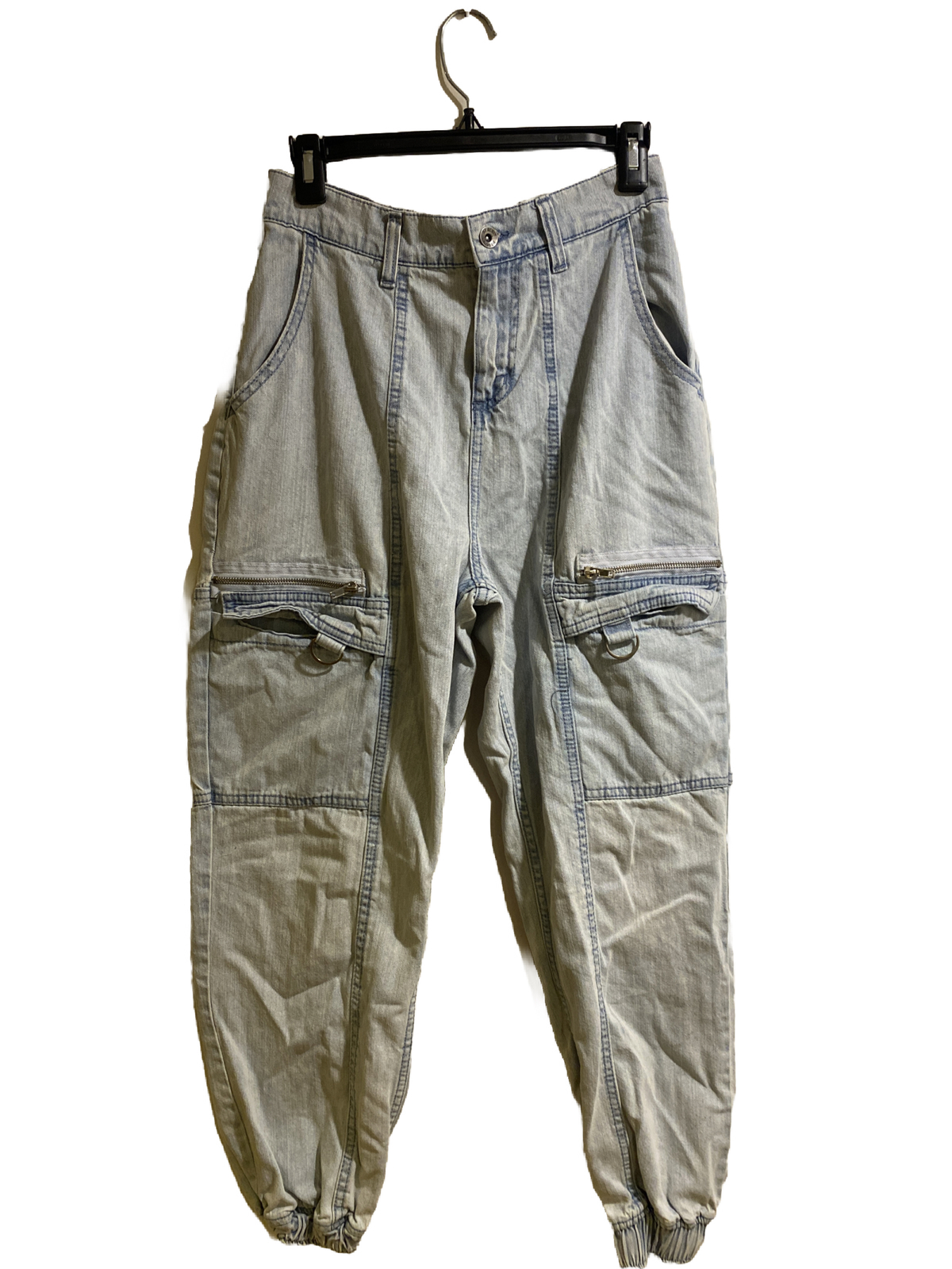 HOT TOPIC 90’s Washed Blue Cargo Parachute Style Pant… - Gem