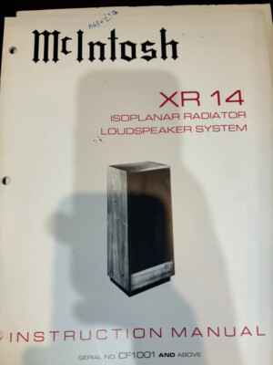 ORIGINAL McINTOSH XR-14 XR14 USER GUIDE & SERVICE Manual OWNERS ...