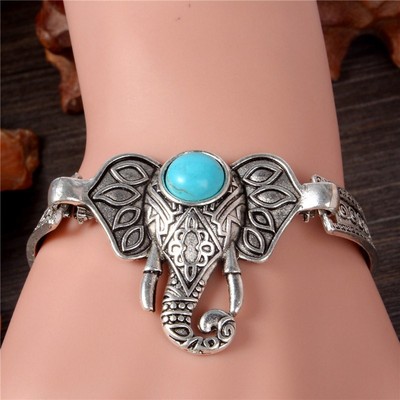 High Summer Bracelet With Elephant Face And Turquoise Stones | eBay