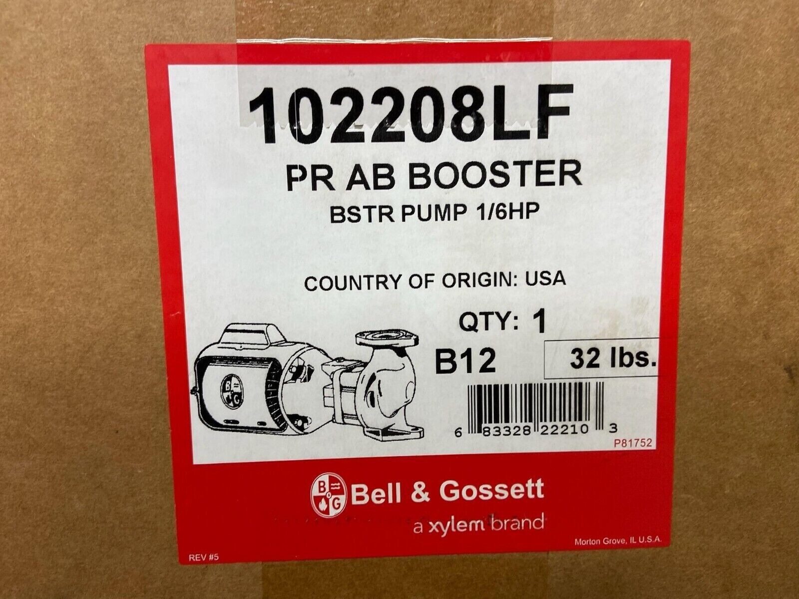Bell & Gossett 102208LF Booster Pump 1/6 HP 115 V 1 Ph 1725 RPM for ...