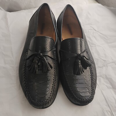 MAGNANNI Mens Luxury Genuine Ostrich Black Tassled Loafers 8.5 M Exotic ...