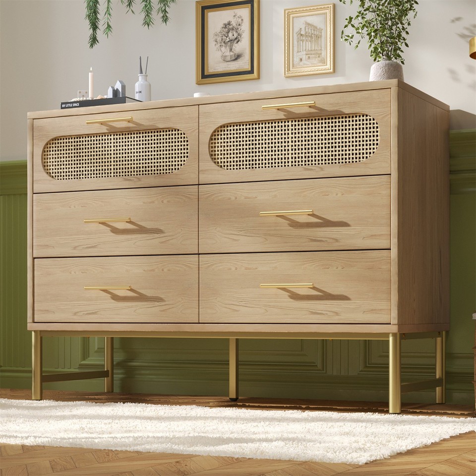 6 Drawer Chest of Drawers Oak Look Modern Wooden Bedroom Storage Unit ...