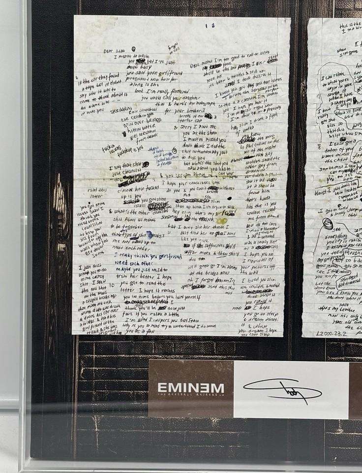 Eminem Signed Stan Letters Shadow Box MMLP25 BAS COA LOA Autograph ...