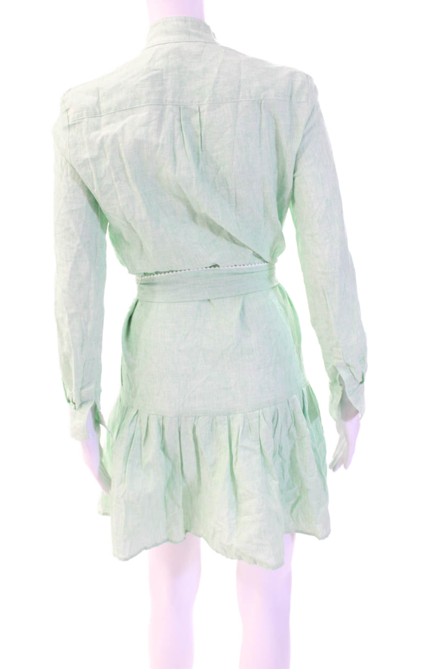 Tuckernuck Women Green Shirt Dress High Neck Long Sleeve Tie Size XS | eBay