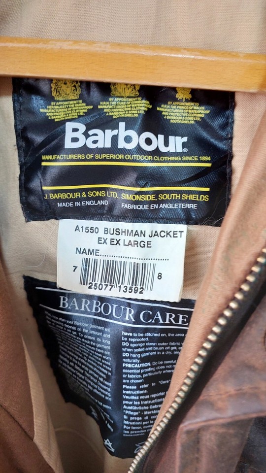 Barbour Bushman Mens XXL Heavyweight Waxed Waterproof Insulated Jacket | eBay