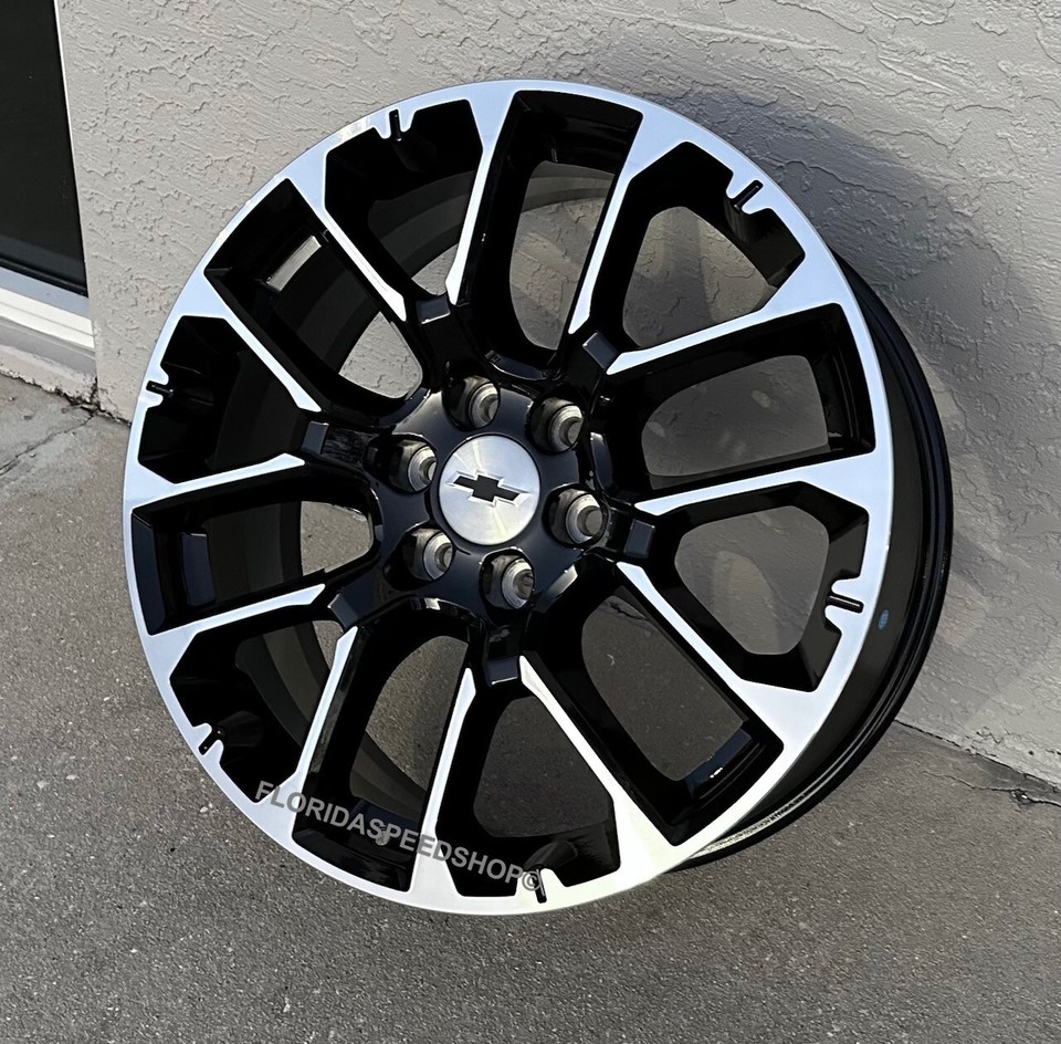 MACHINED/GLOSS BLACK SILVERADO LTZ/Z71/RST Wheels 22X9" FITS 1999-2025 ...