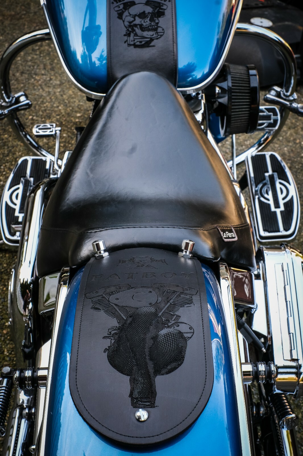 Rear Fender Bib Panel Leather Sexy Fatboy Softail Harley Davidson Black ...