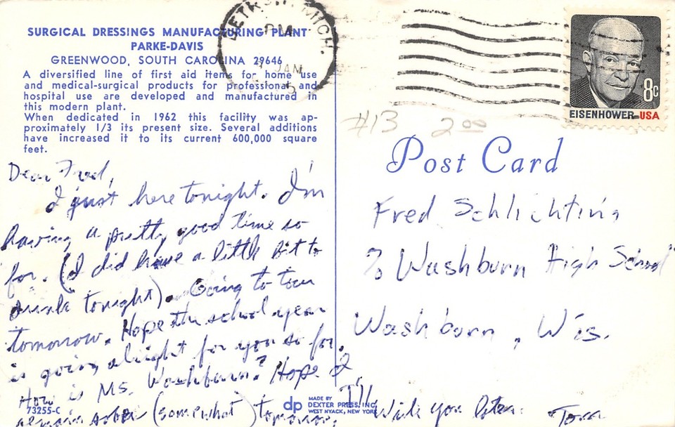 Greenwood SC~Parke Davis Surgical Dressings Plant~Birdseye Factory~1975 ...