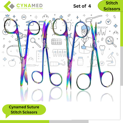 Cynamed Suture Stitch Scissors and Iris Micro Point Scissors Delicate ...