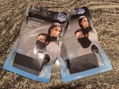 3 - 2 Pack Mission All-Season Adjustable Gaiter Face Mask Black Unisex ...