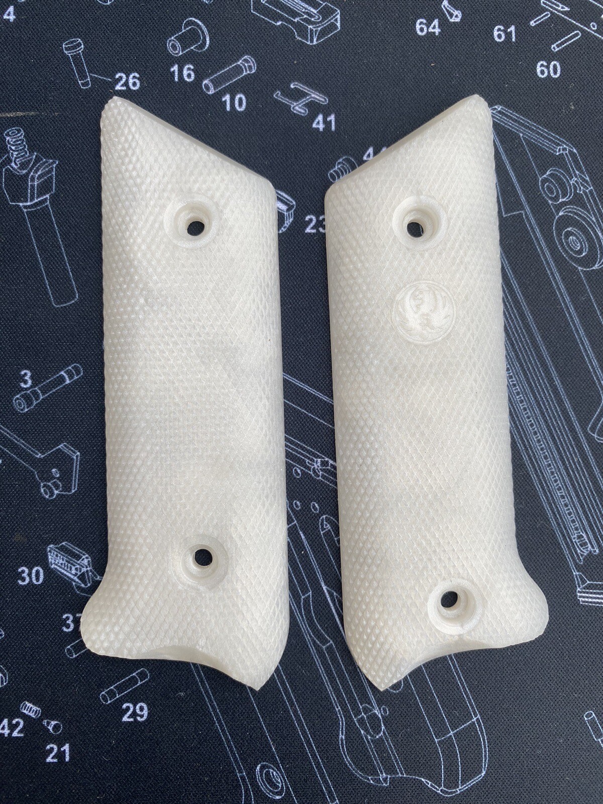 Ruger-Mark-I-A100-Frame-Pistol-Grips-Checkered-Pearl-White-Textured-MK1 ...