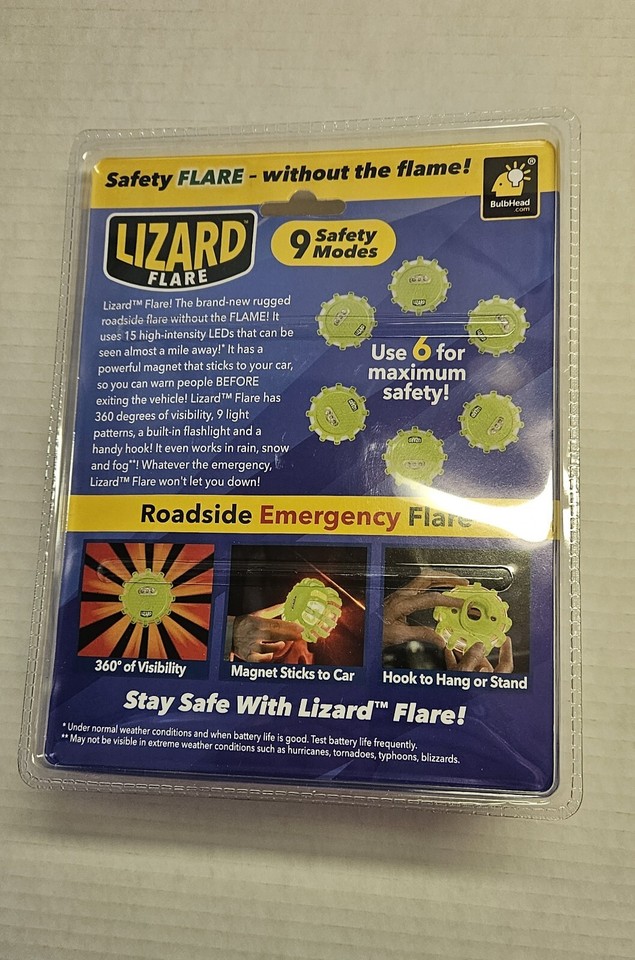 Lizard Flare Flameless LED Road Flares -NEW 4 PACK Sealed- | eBay