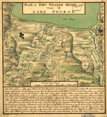22" x 24" 1755 Map New York , Fort William Henry Plan of Fort William ...