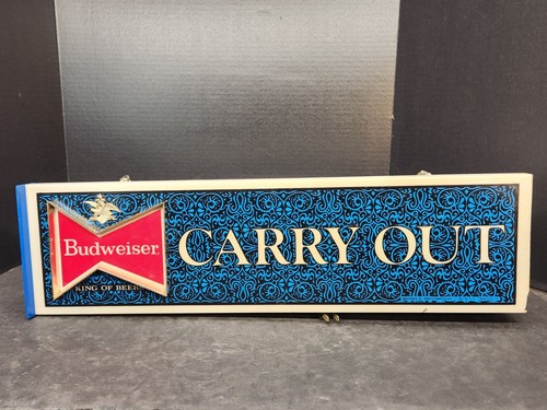 Budweiser Beer Carry Out Sign Lighted Plastic 22"x6" | eBay