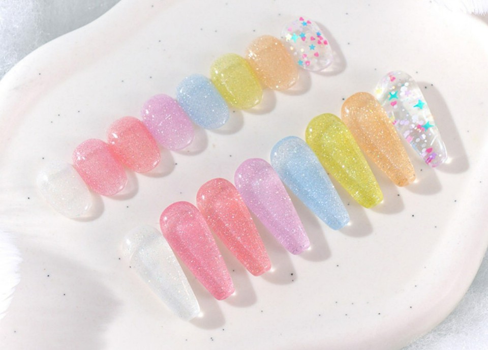 YOGOMAYO Angel Core Reflective Syrup Glitter Gel Nail 8 Colors Set K ...